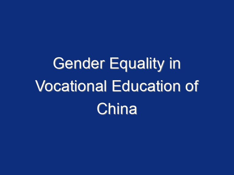 Gender Equality in Vocational Education of China – i-WIN Library