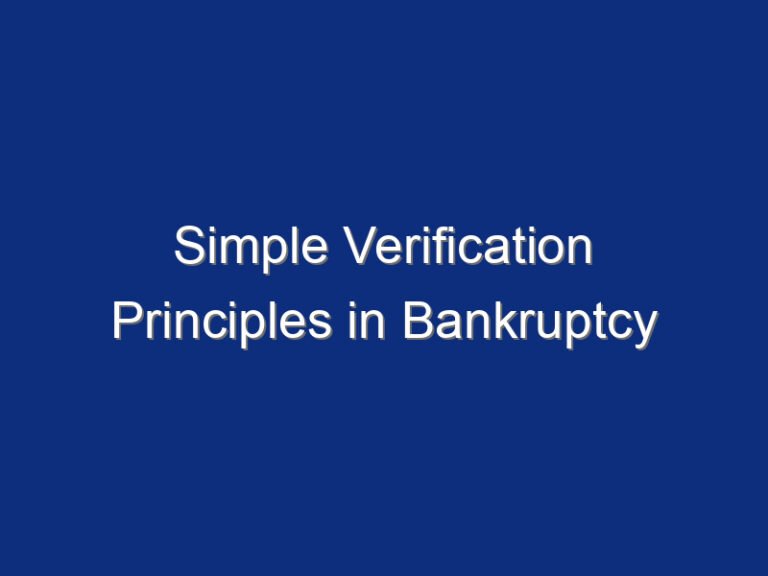 Simple Verification Principles in Bankruptcy Procedures in Commercial ...